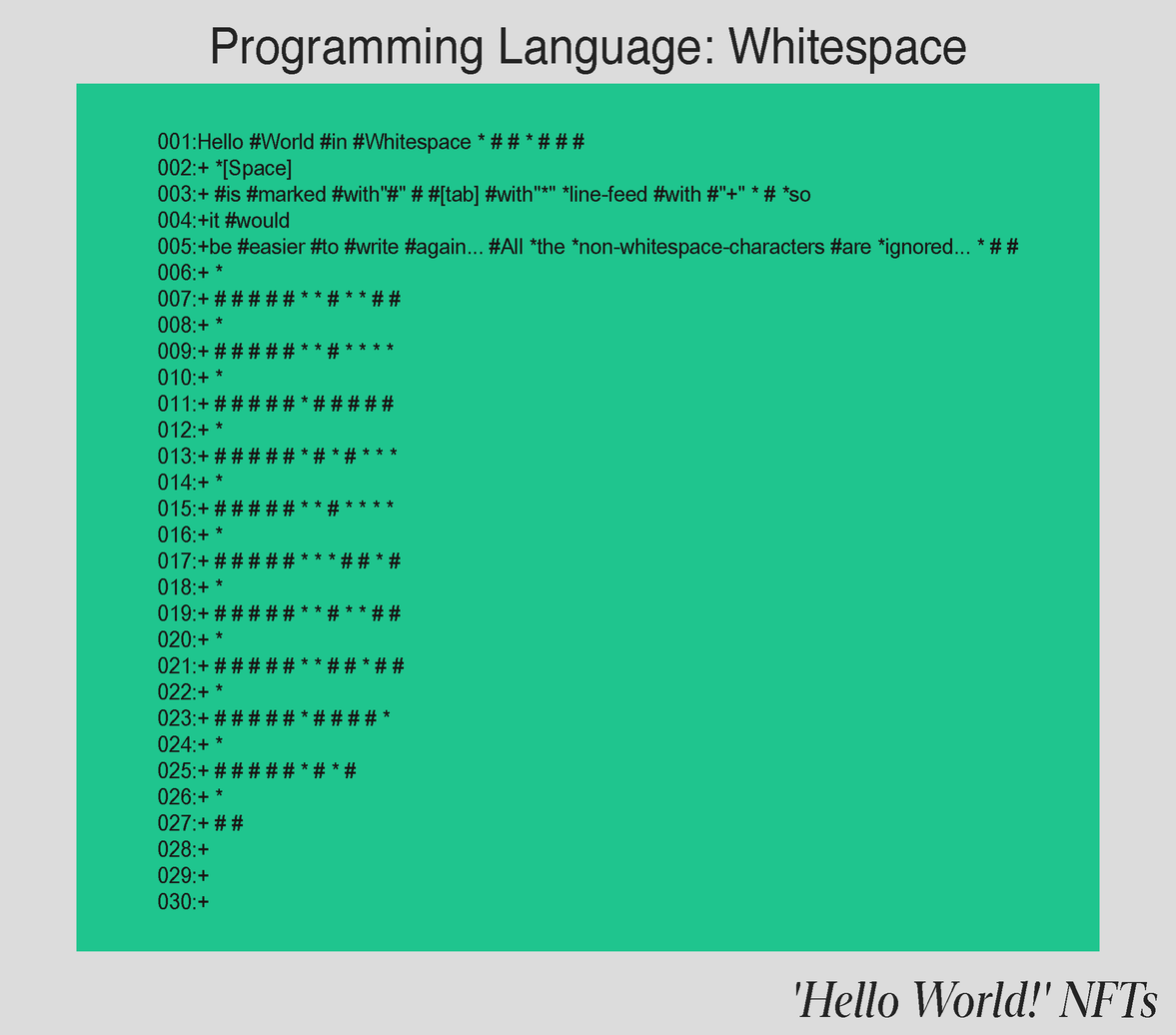 Hello World! program in Whitespace - The Hello World! Program ...